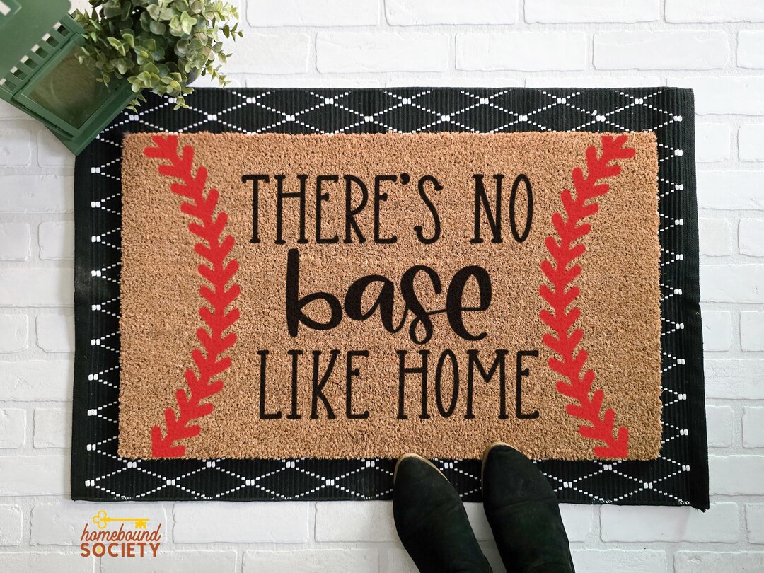 There's No Base Like Home Baseball Doormat, Baseball Home Decor, Sports ...