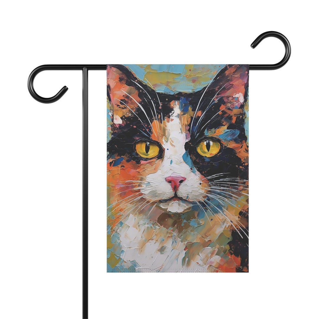 Calico Cat Yard Flag, Double Sided Garden Flag, Garden Decoration ...