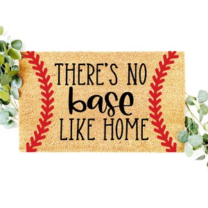 There's No Base Like Home Baseball Doormat Baseball Home - Etsy