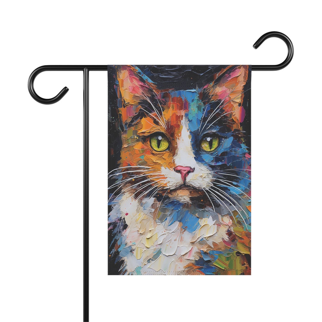 Calico Cat Yard Flag, Double Sided Garden Flag, Garden Decoration ...