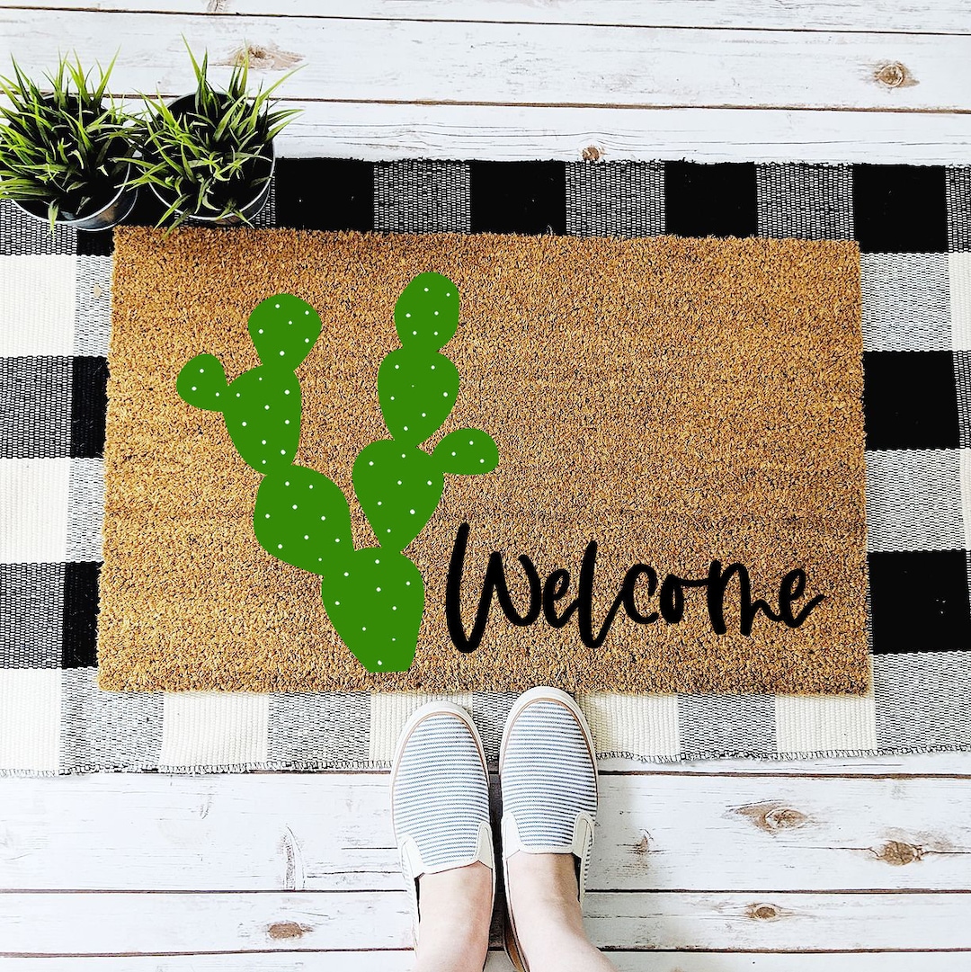 Cactus Doormat, Welcome Mat, Cactus Plant Decor, Housewarming Gift ...
