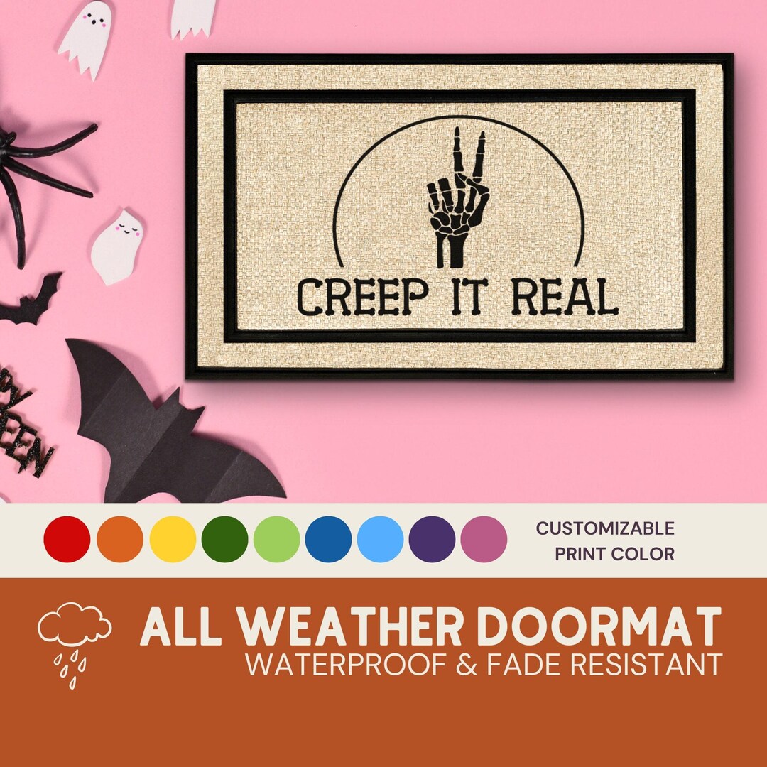 Creep It Real Skeleton Halloween All Weather Door Mat, Halloween Home ...