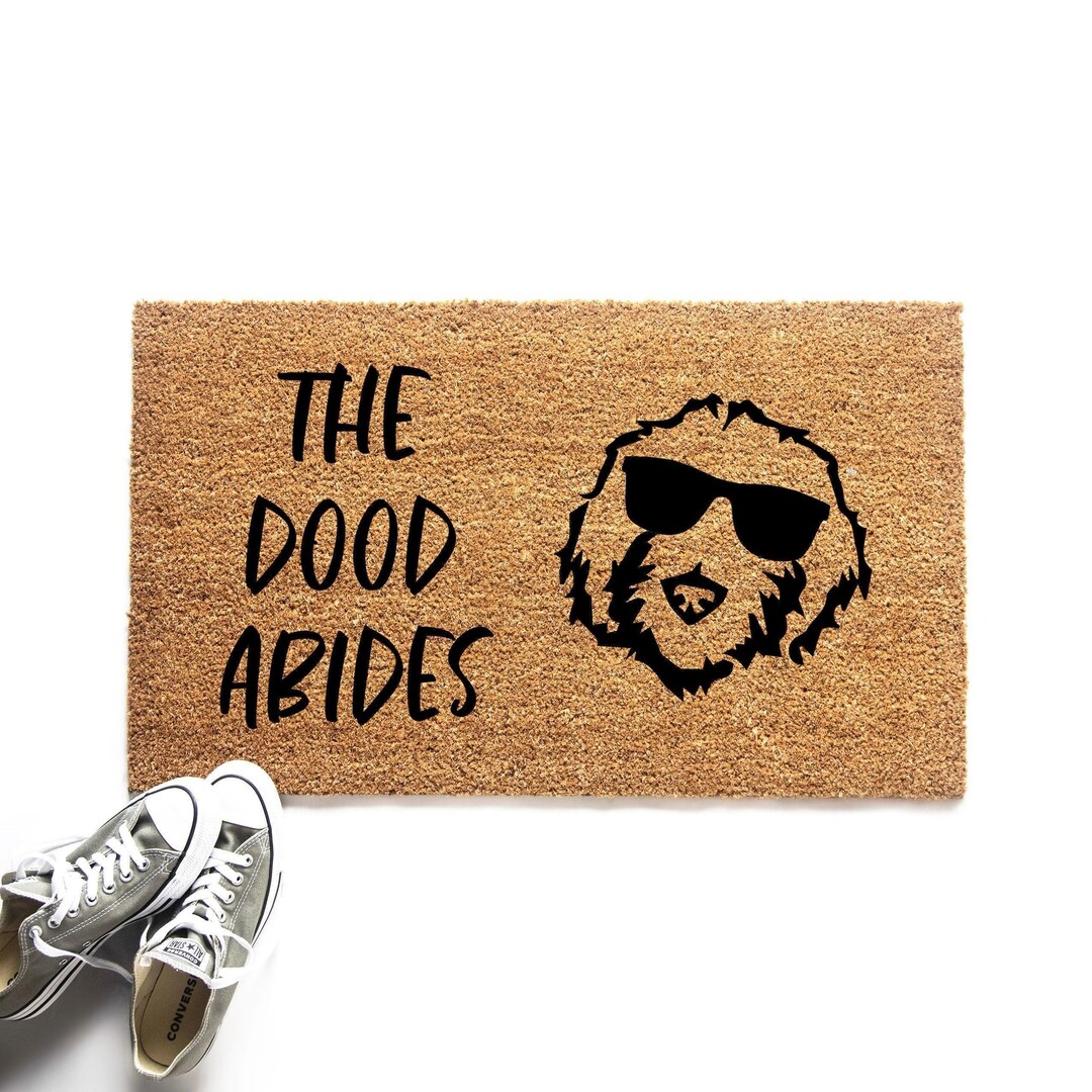 The Dood Abides Funny Goldendoodle Doormat, Labradoodle Welcome Mat ...