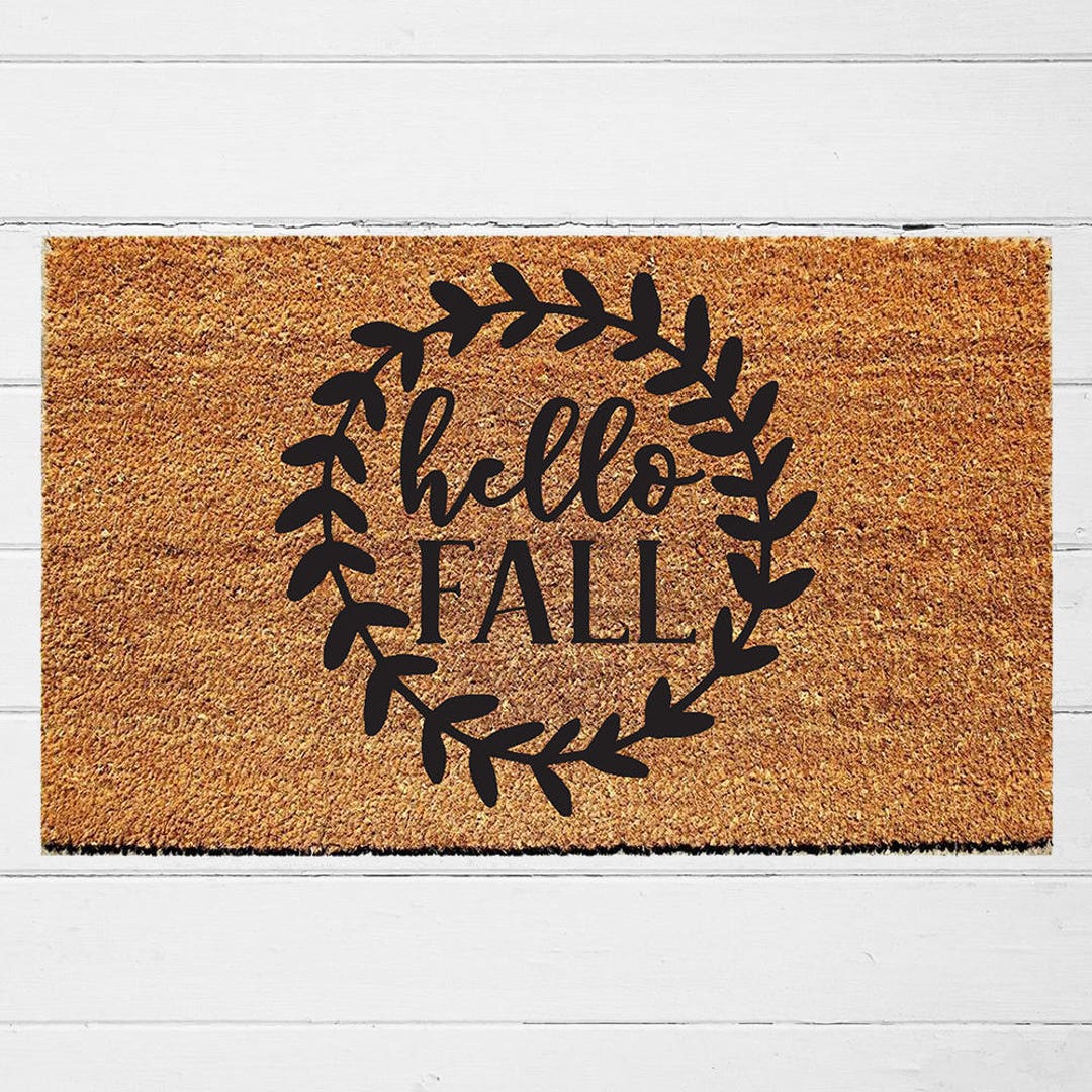 Hello Fall Doormat Autumn Welcome Mat Fall Farmhouse Front - Etsy