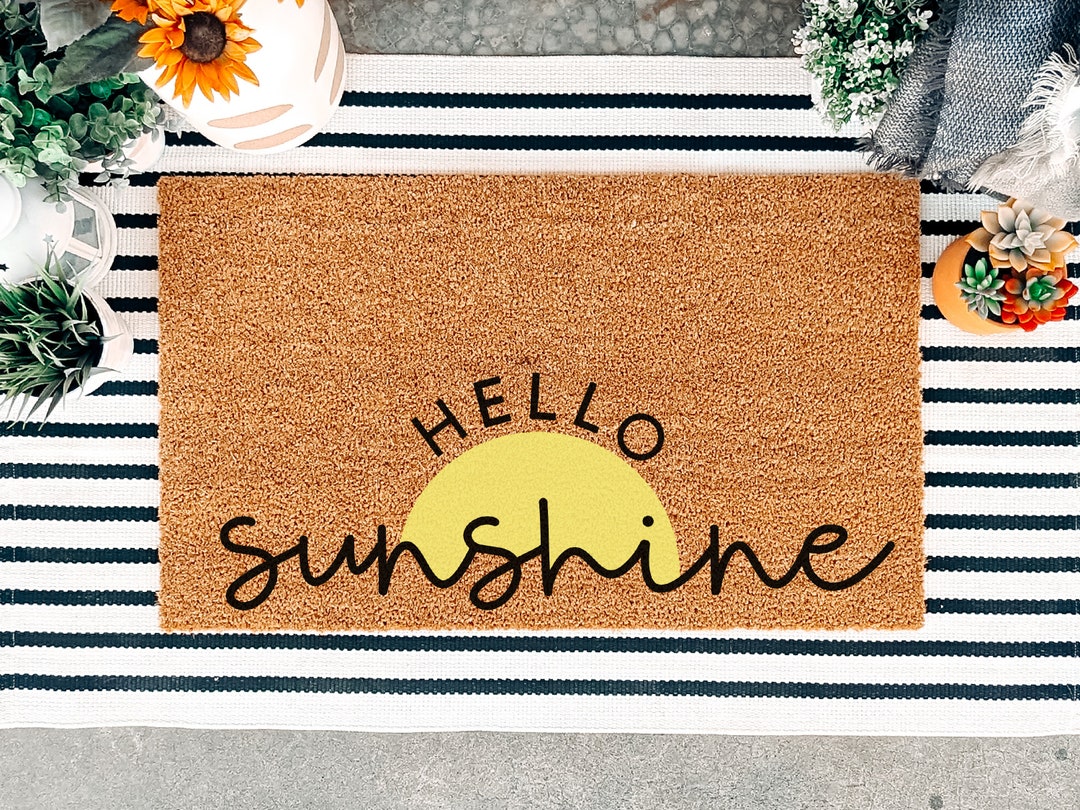 Hello Sunshine Door Mat, Cute Boho Modern Welcome Mat, Summer Doormat ...