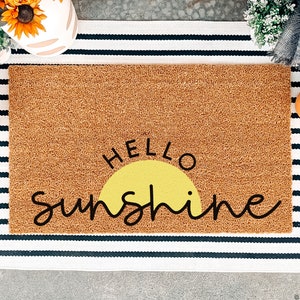 Hello Sunshine Door Mat Cute Boho Modern Welcome Mat Summer - Etsy