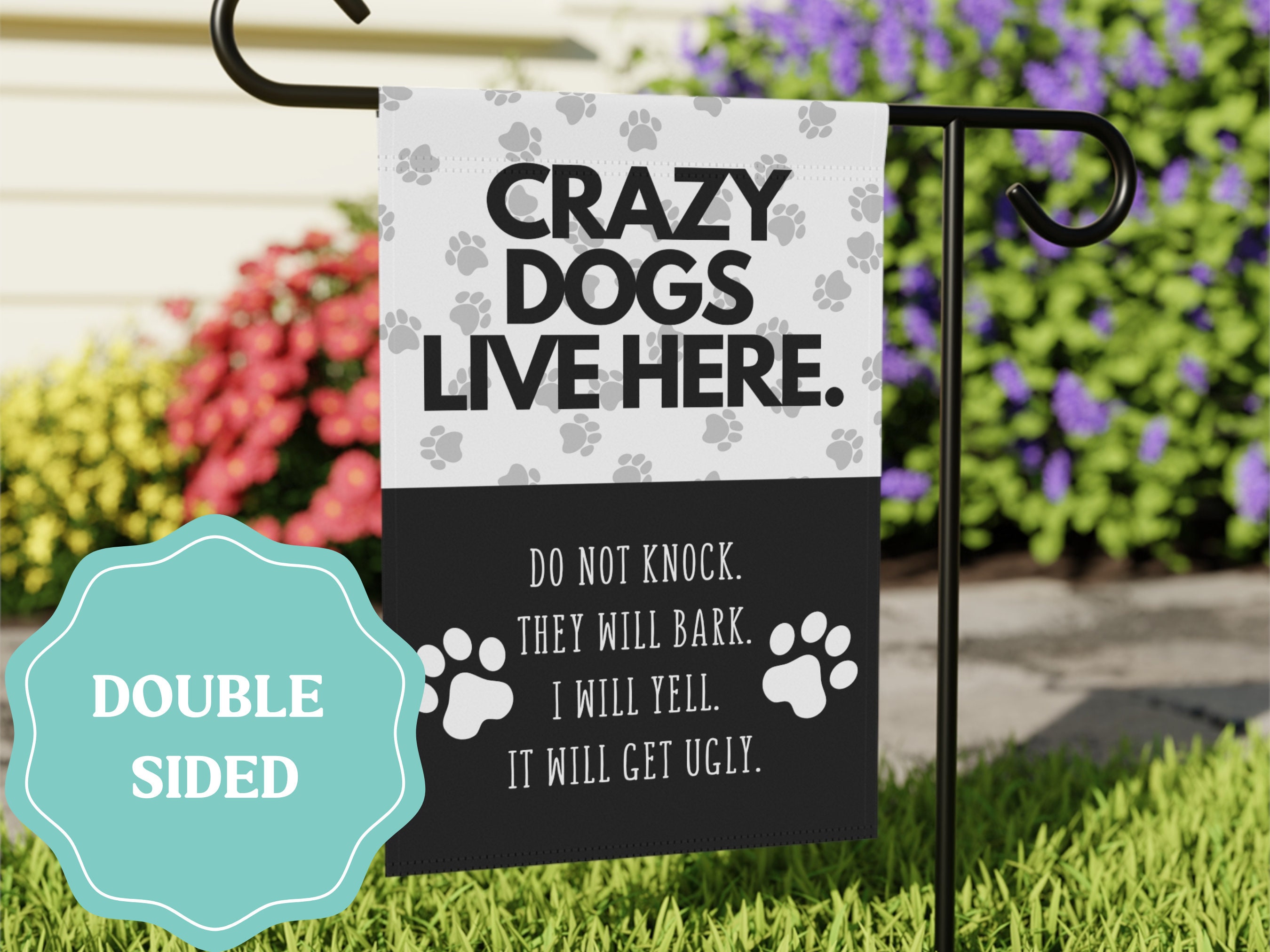 Funny Crazy Dogs Live Here Garden Flag Dog Lover Gift Double - Etsy