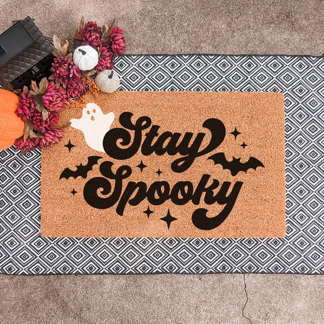 Stay Spooky Halloween Doormat Retro Hippie Halloween Outdoor - Etsy