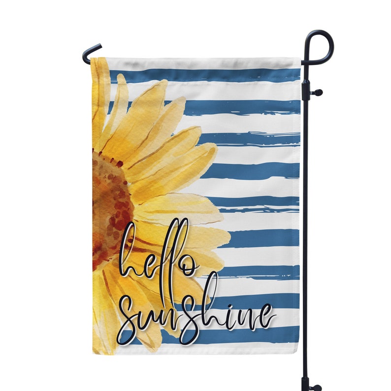 Hello Sunshine Sunflower Garden Flag Summer Decor Navy | Etsy