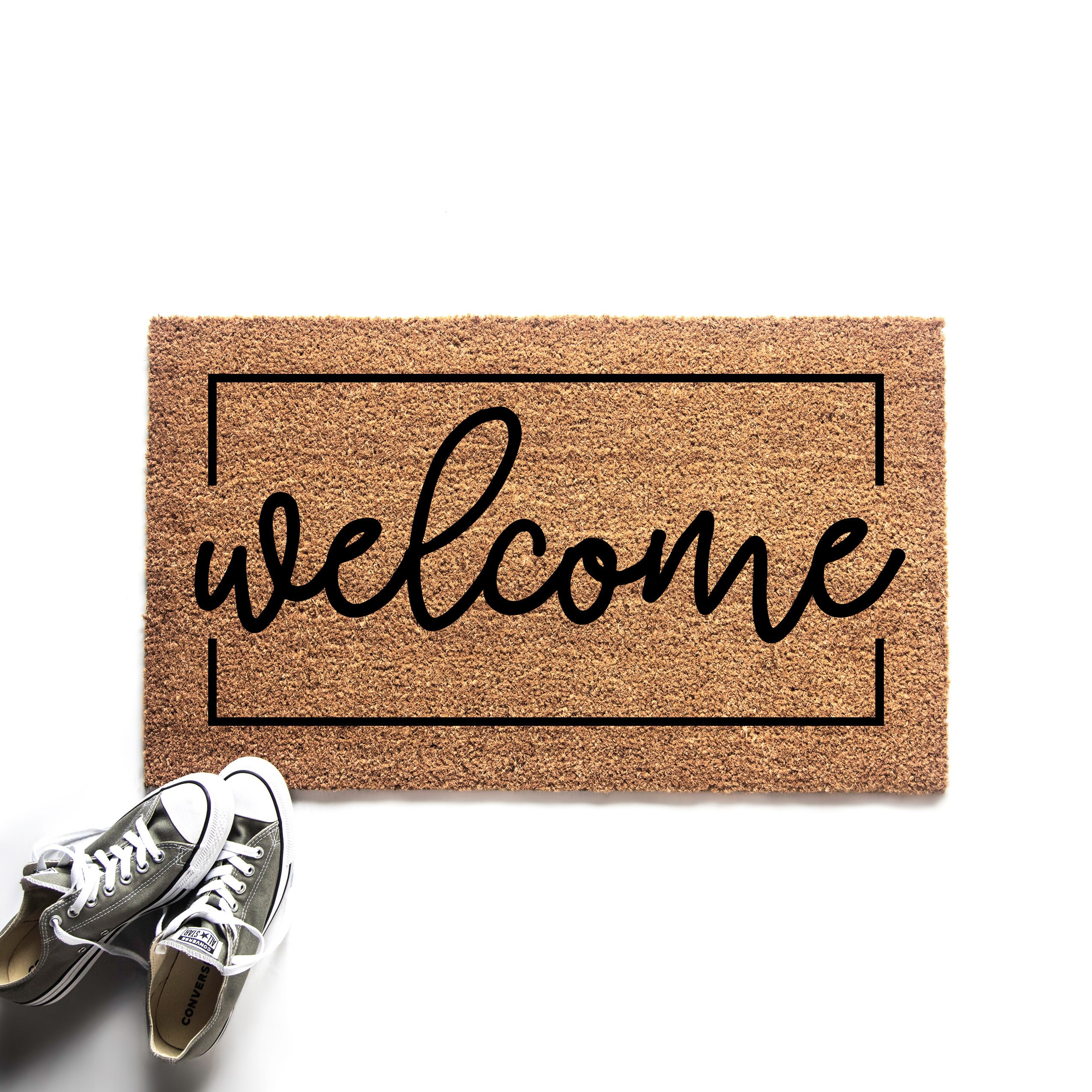 Welcome Border Doormat Traditional Welcome Mat Housewarming | Etsy