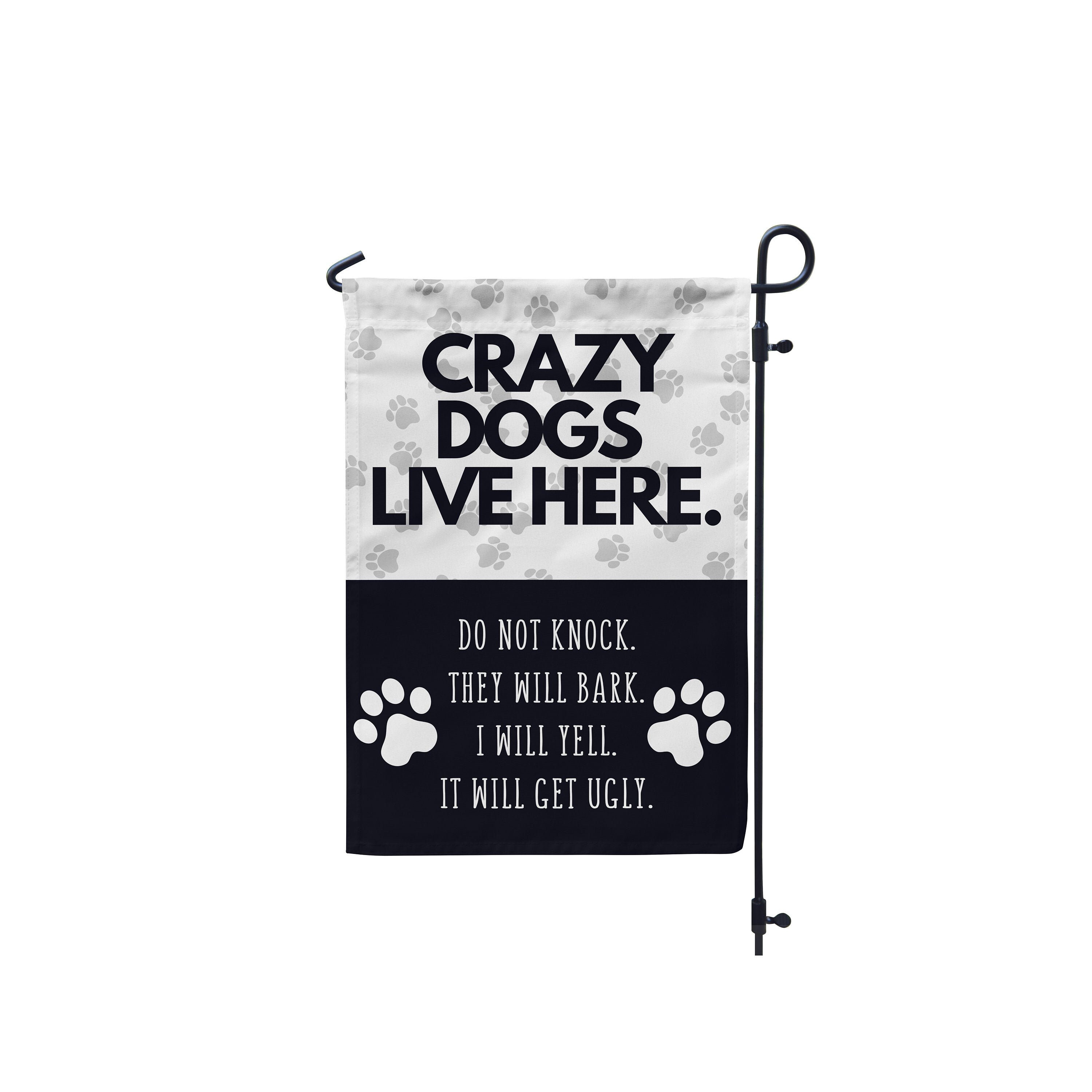 Funny Crazy Dogs Live Here Garden Flag Dog Lover Gift | Etsy