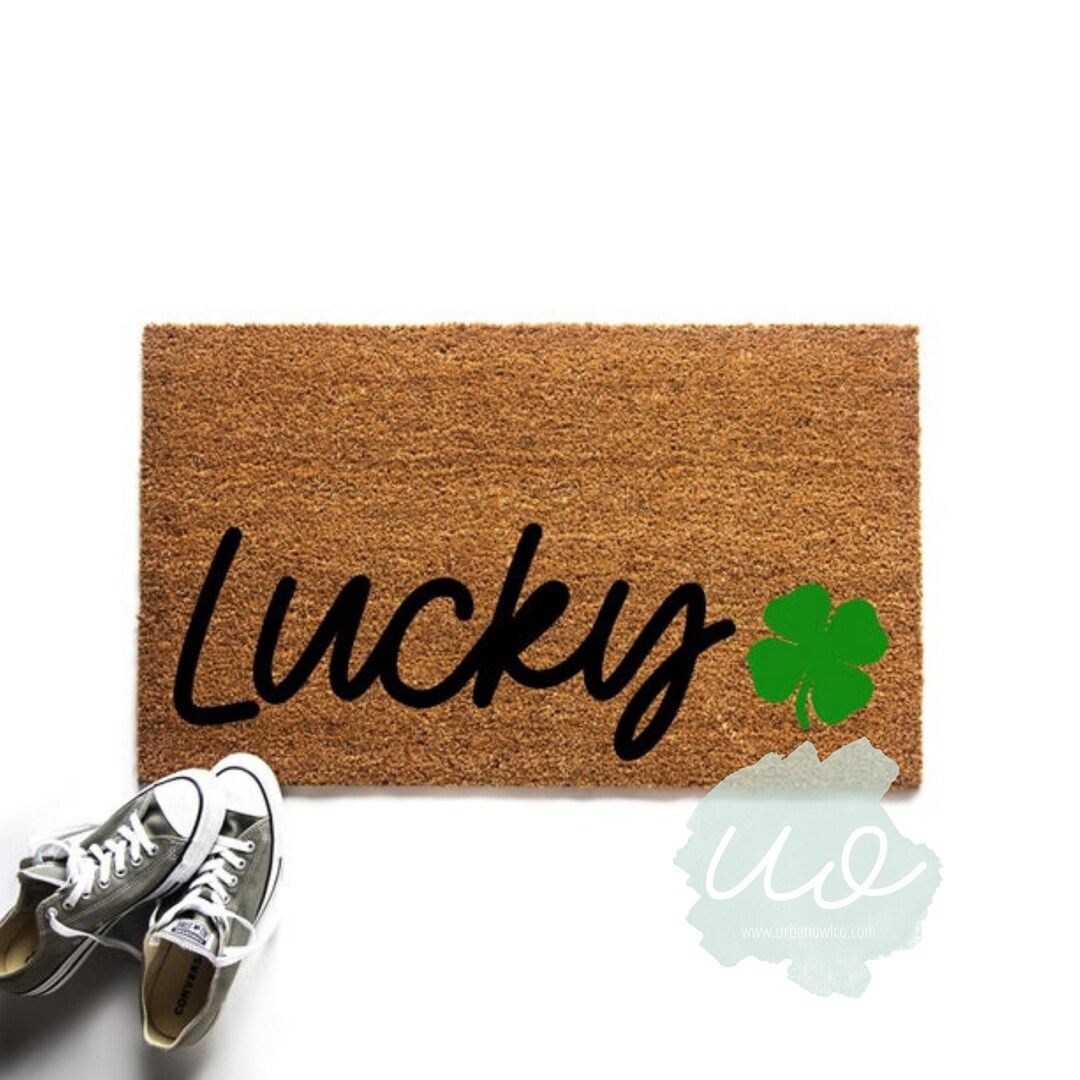 Lucky St. Patrick's Day Doormat Irish Decor Four Leaf - Etsy
