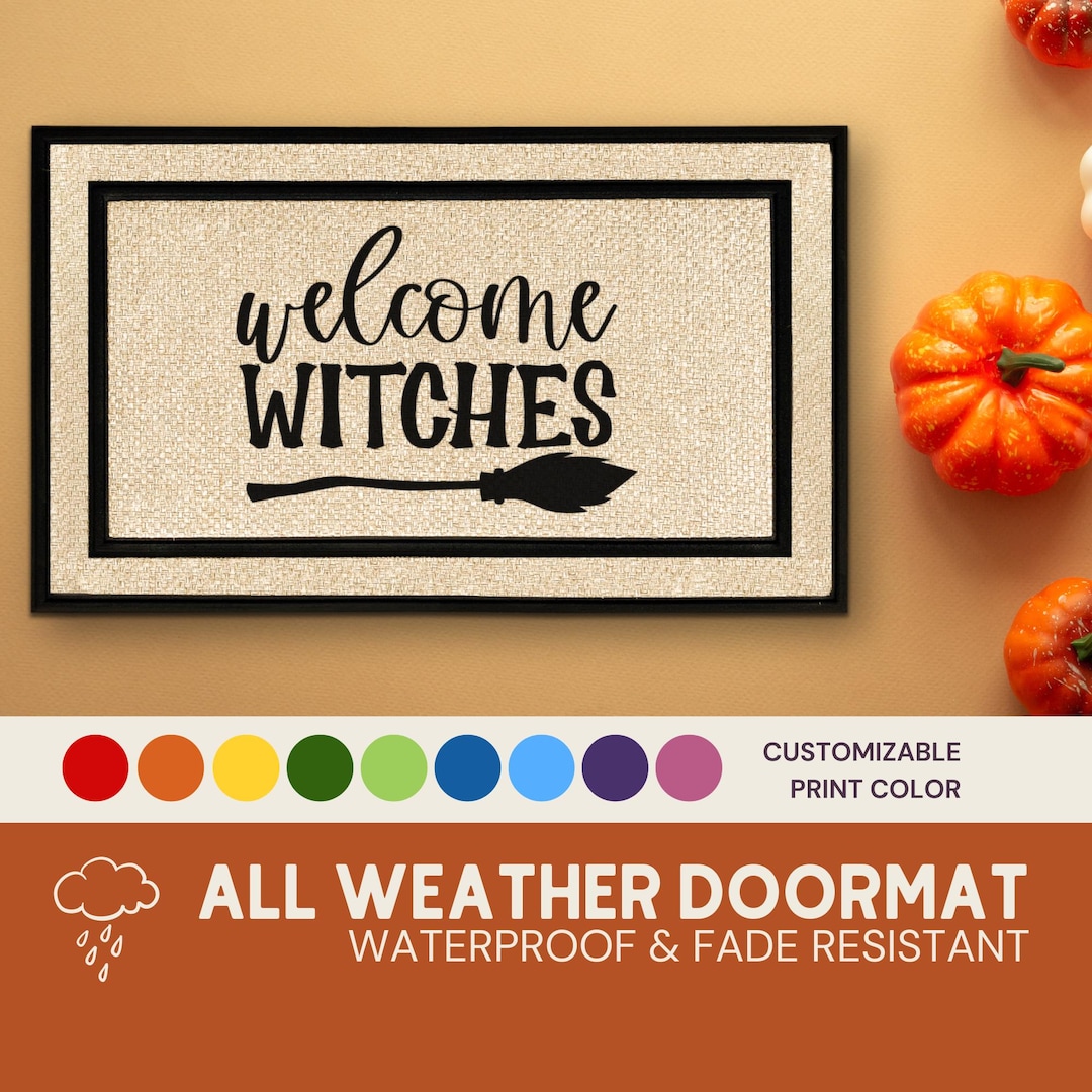 Welcome Witches Halloween All Weather Door Mat, Cute Witchy Halloween ...