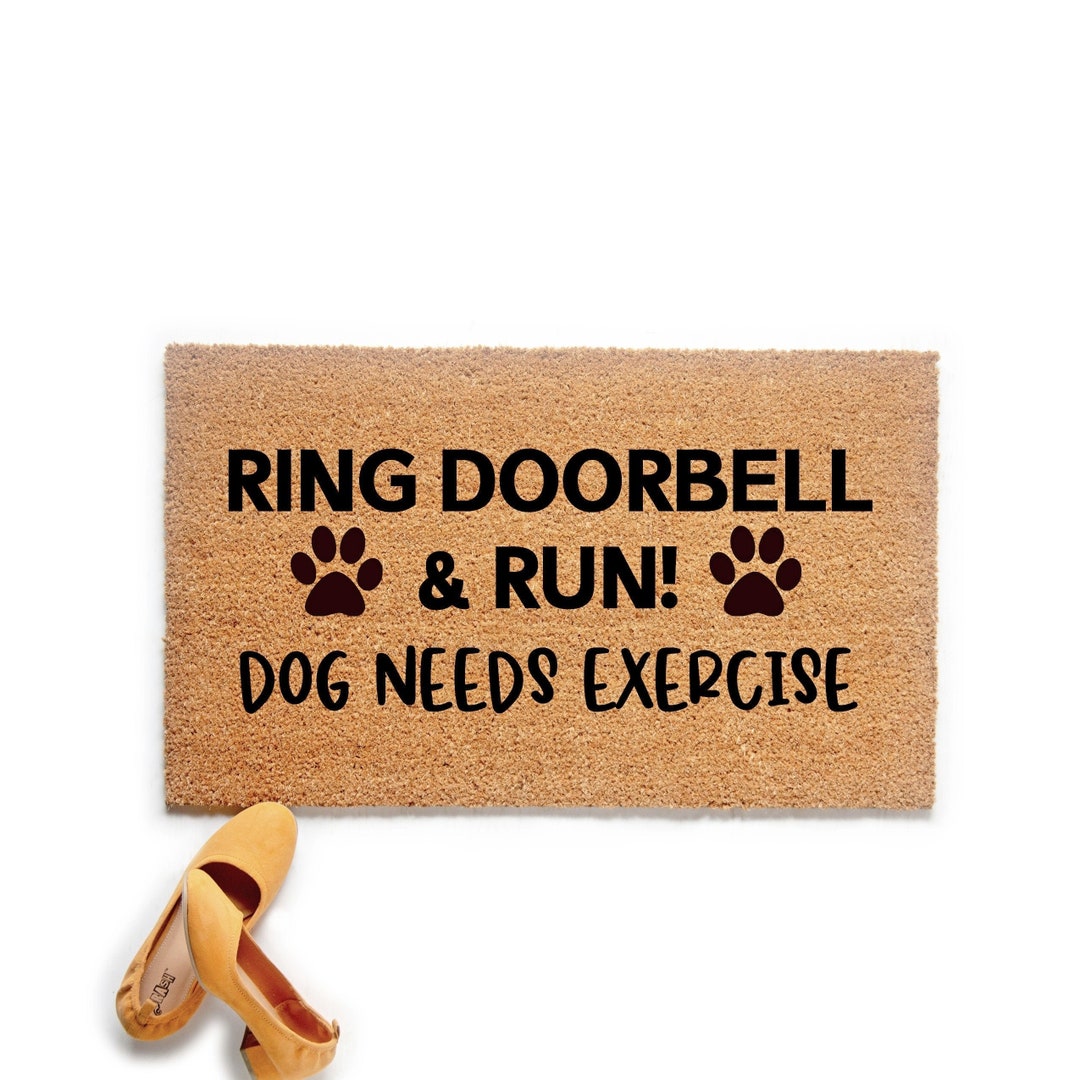 Funny Dog Doormat Ring Doorbell and Run Welcome Mat Gift - Etsy