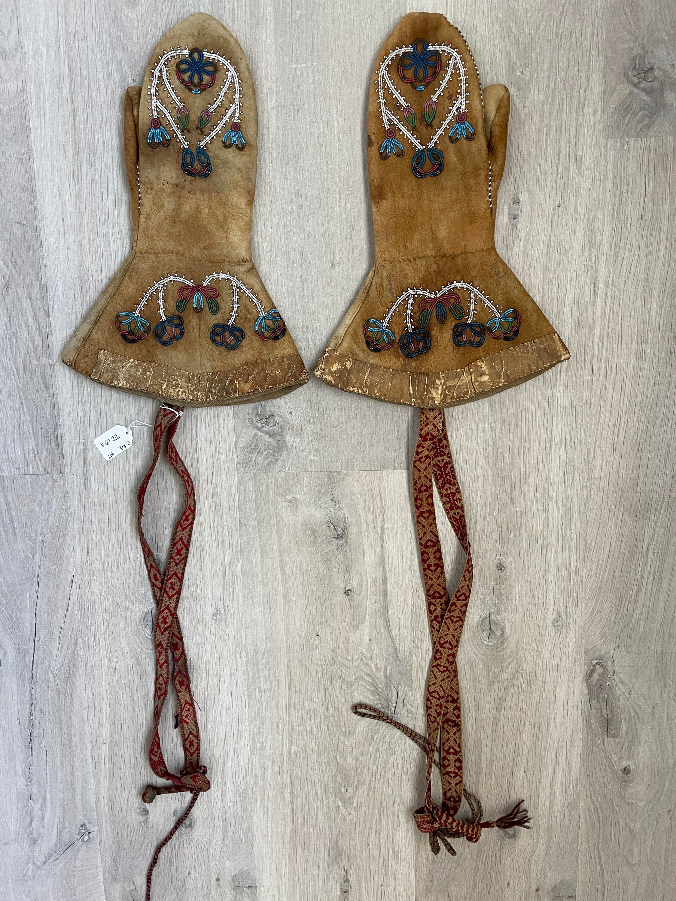 Native American Beaded Leather Mittens - Etsy