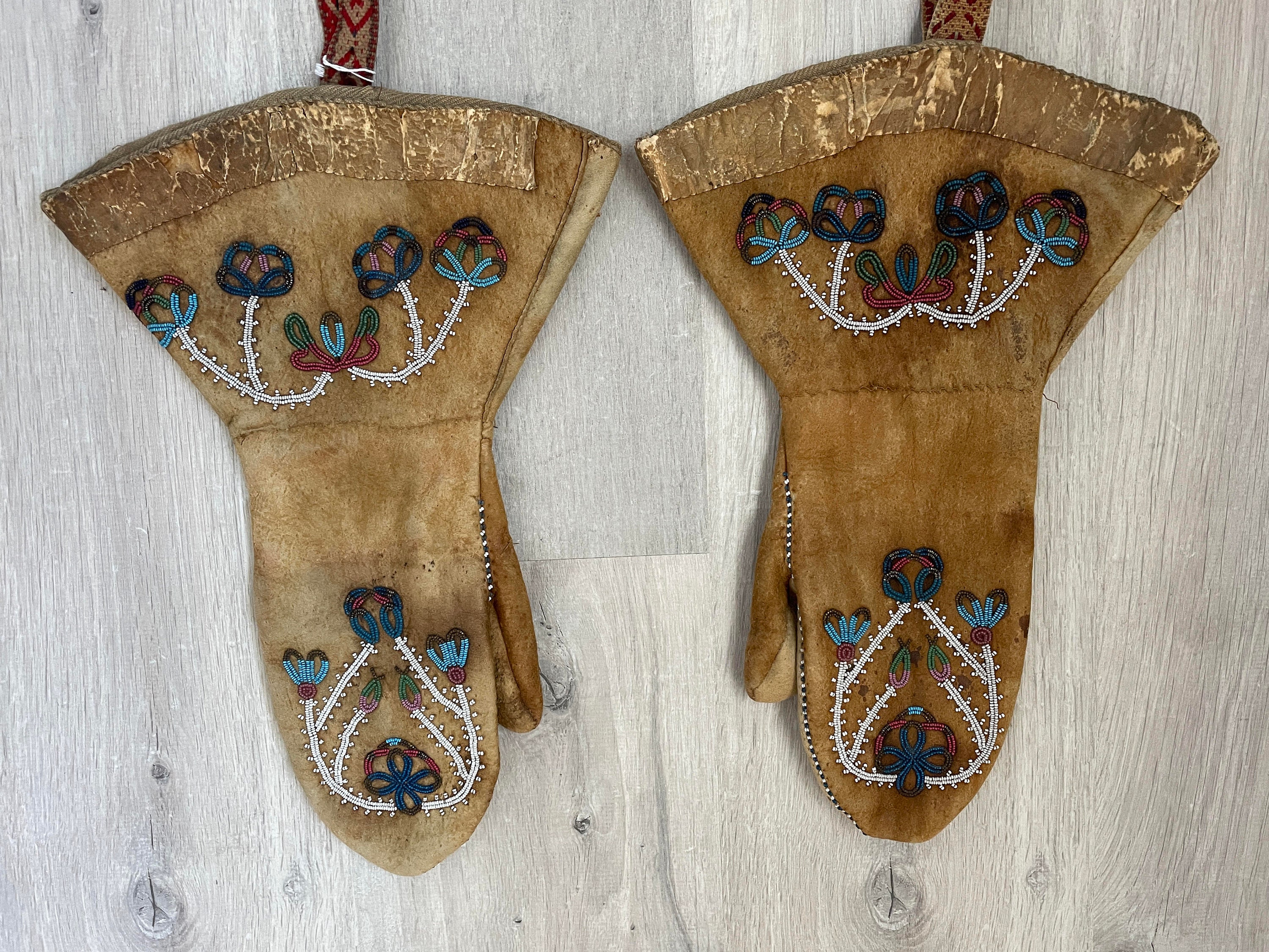 Native American Beaded Leather Mittens - Etsy
