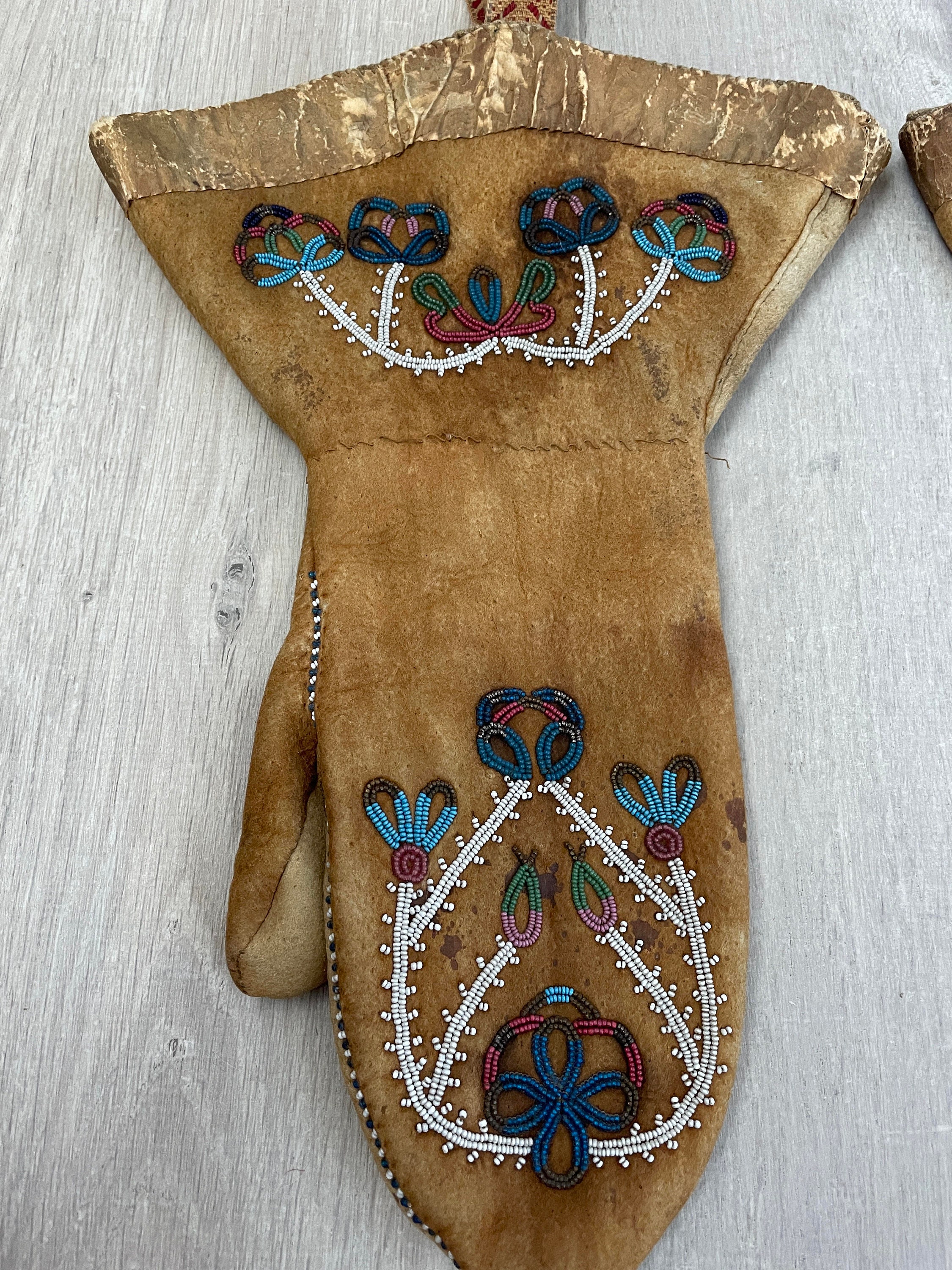 Native American Beaded Leather Mittens - Etsy