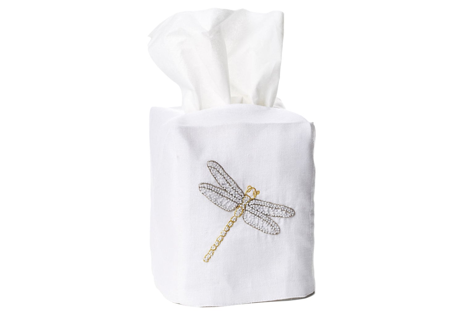 Tissue Box Cover DRAGONFLY Hand Embroidered Dragonfly - Linen - Etsy