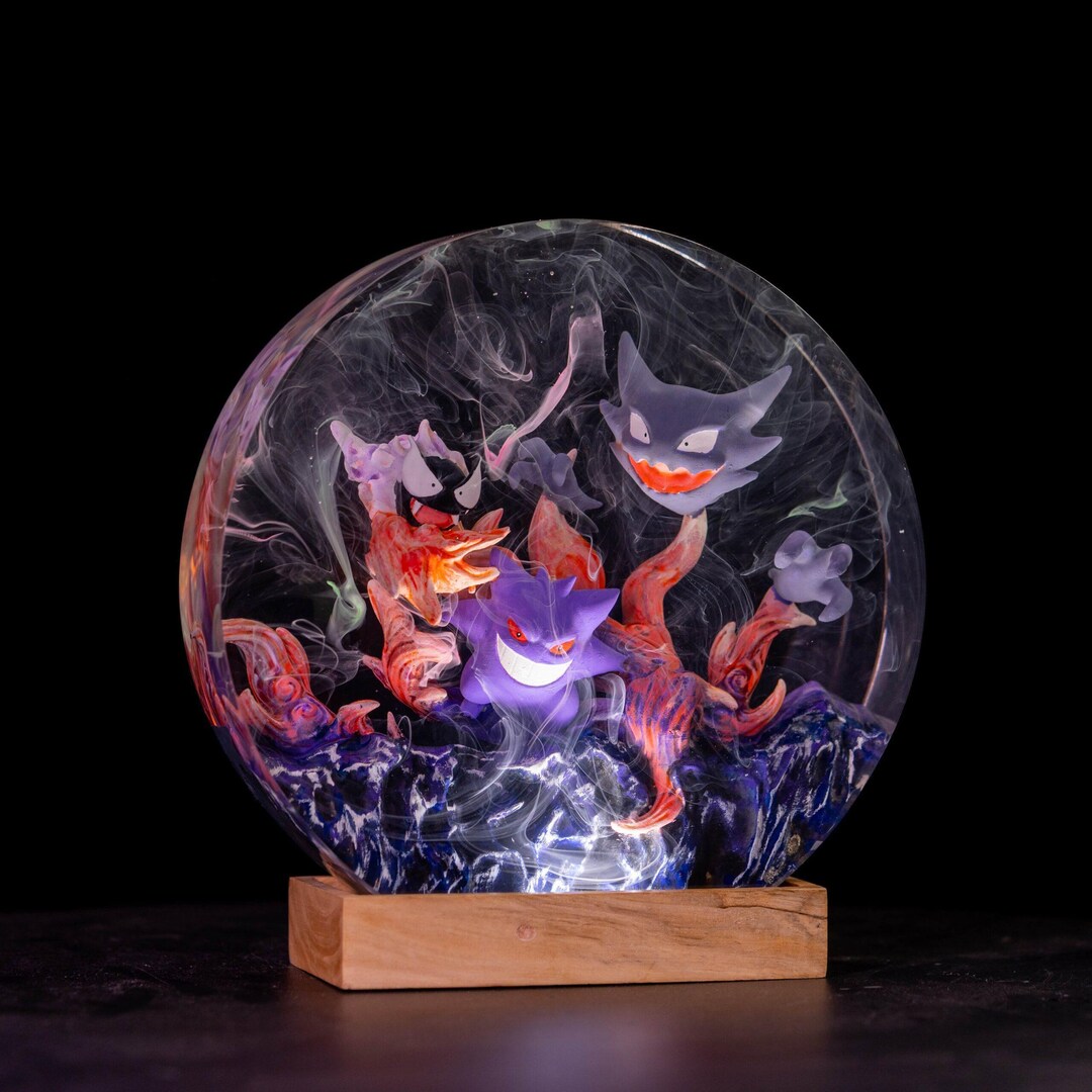Epoxy Lamp – Gengar Pokemon Night Light, Ghost Poison Type Art Lamp ...
