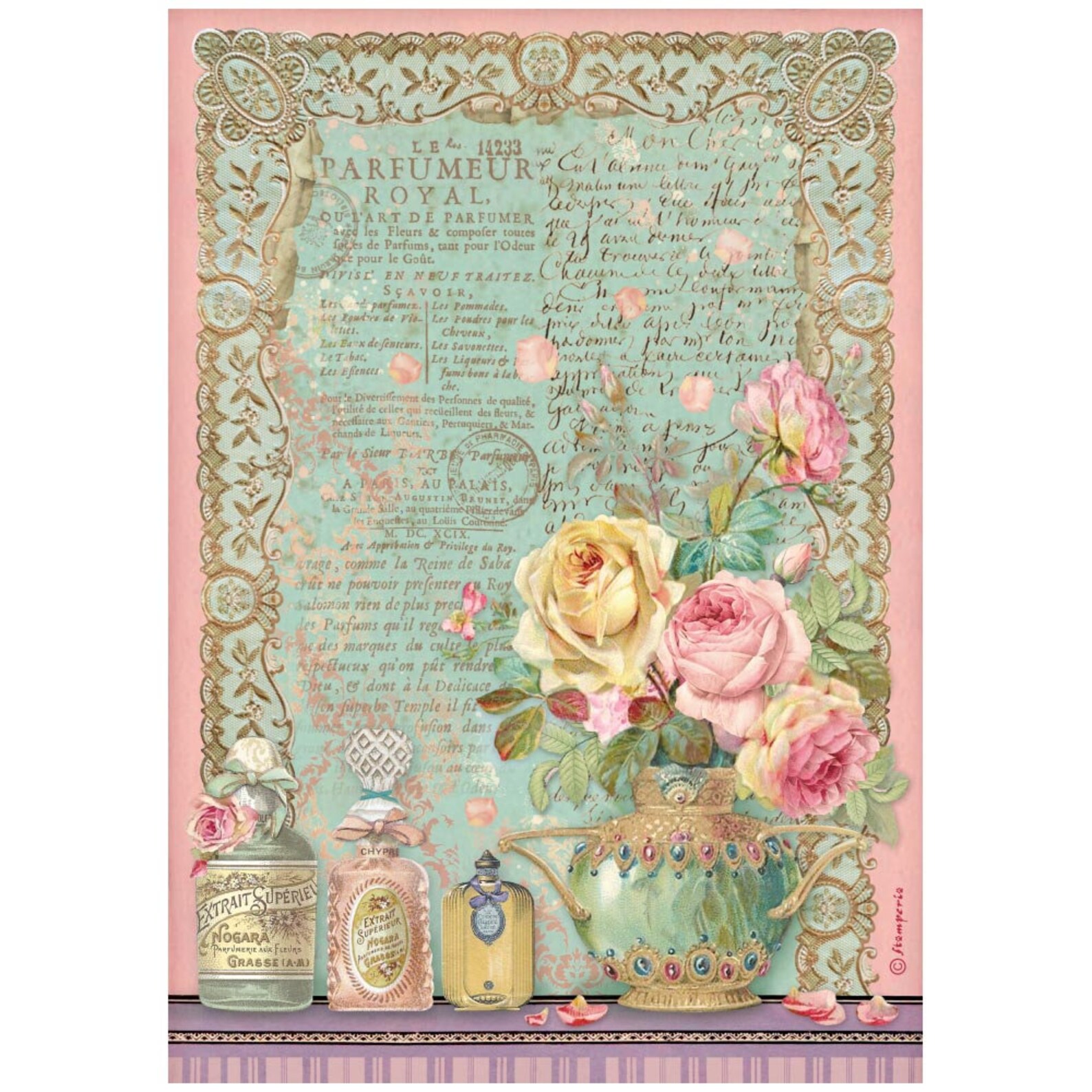 Stamperia A4 Rose Parfum Rice Paper - Decoupage Rice Paper - Rose ...