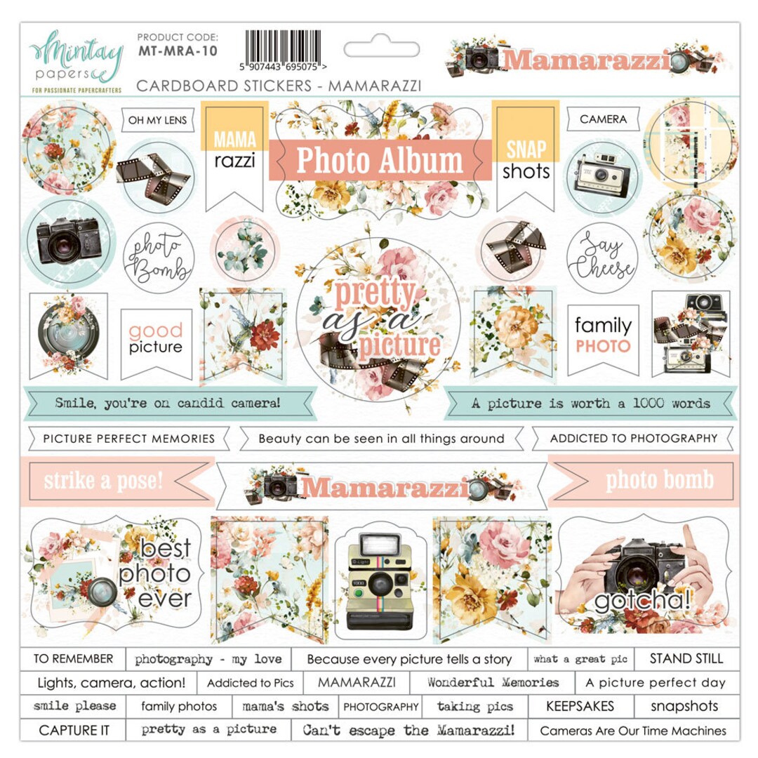 Mintay Mamarazzi Stickers Photography Sticker Sheet Cardboard Stickers ...