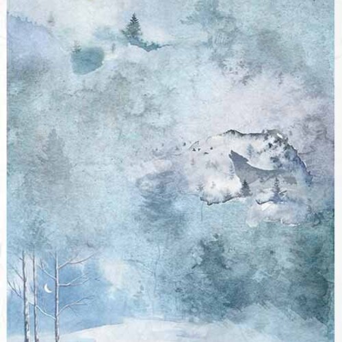 ITD Collection Forest Collage Night Forest Wolf Rice Paper - Etsy