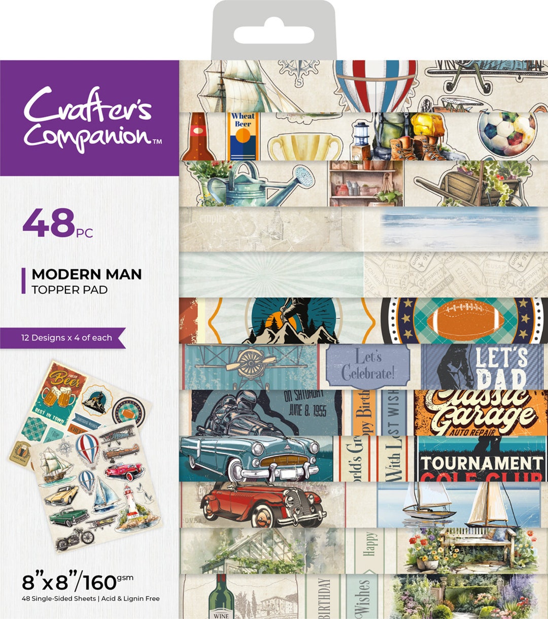 Crafter's Companion 8x8 Modern Man Topper Pad - 8x8 Topper Pad ...