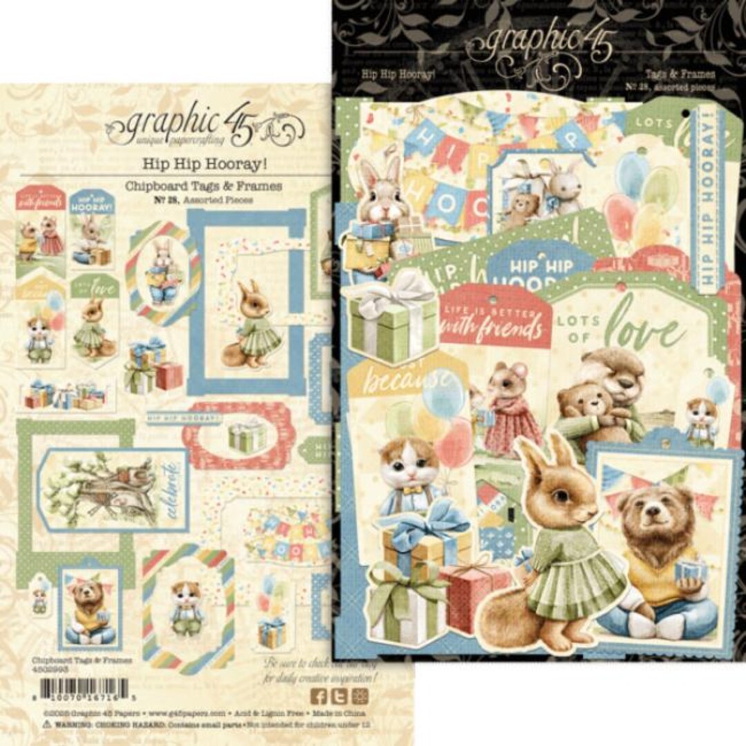Graphic 45 Hip Hip Hooray Tags and Frames - G45 - G45 Tags - Hip Hip ...