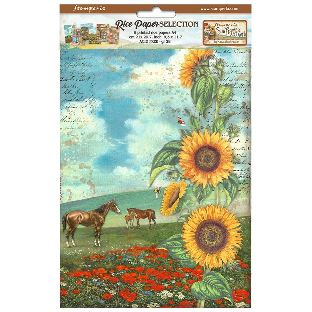 Stamperia A4 Sunflower Art 6pk Rice Paper - Decoupage Rice Paper ...