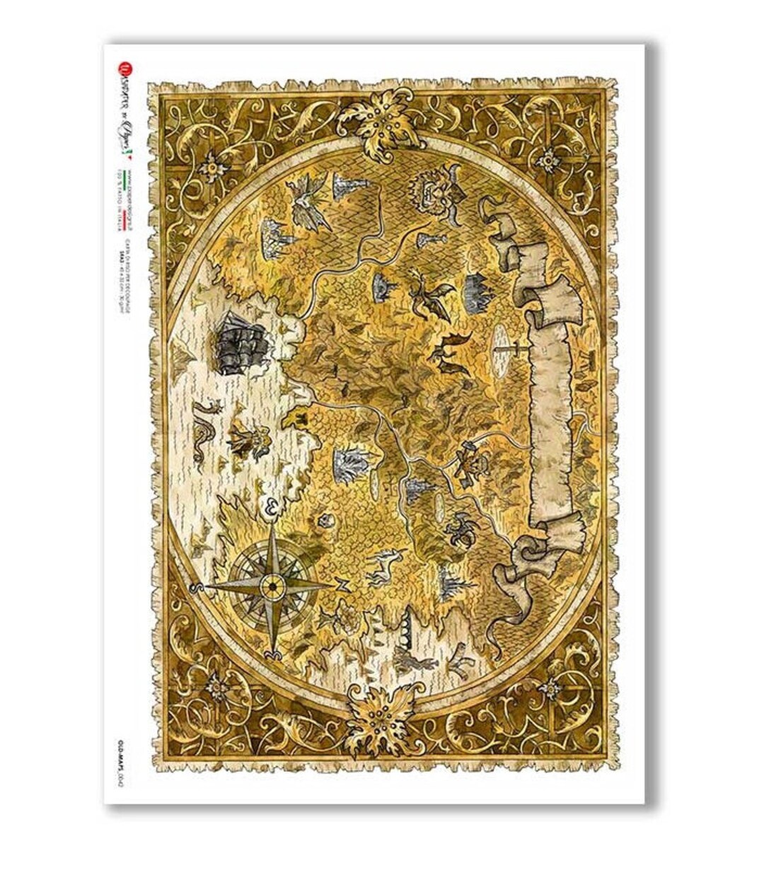 Paper Designs Rice Paper - Old Maps Rice Paper - Map Rice Paper ...