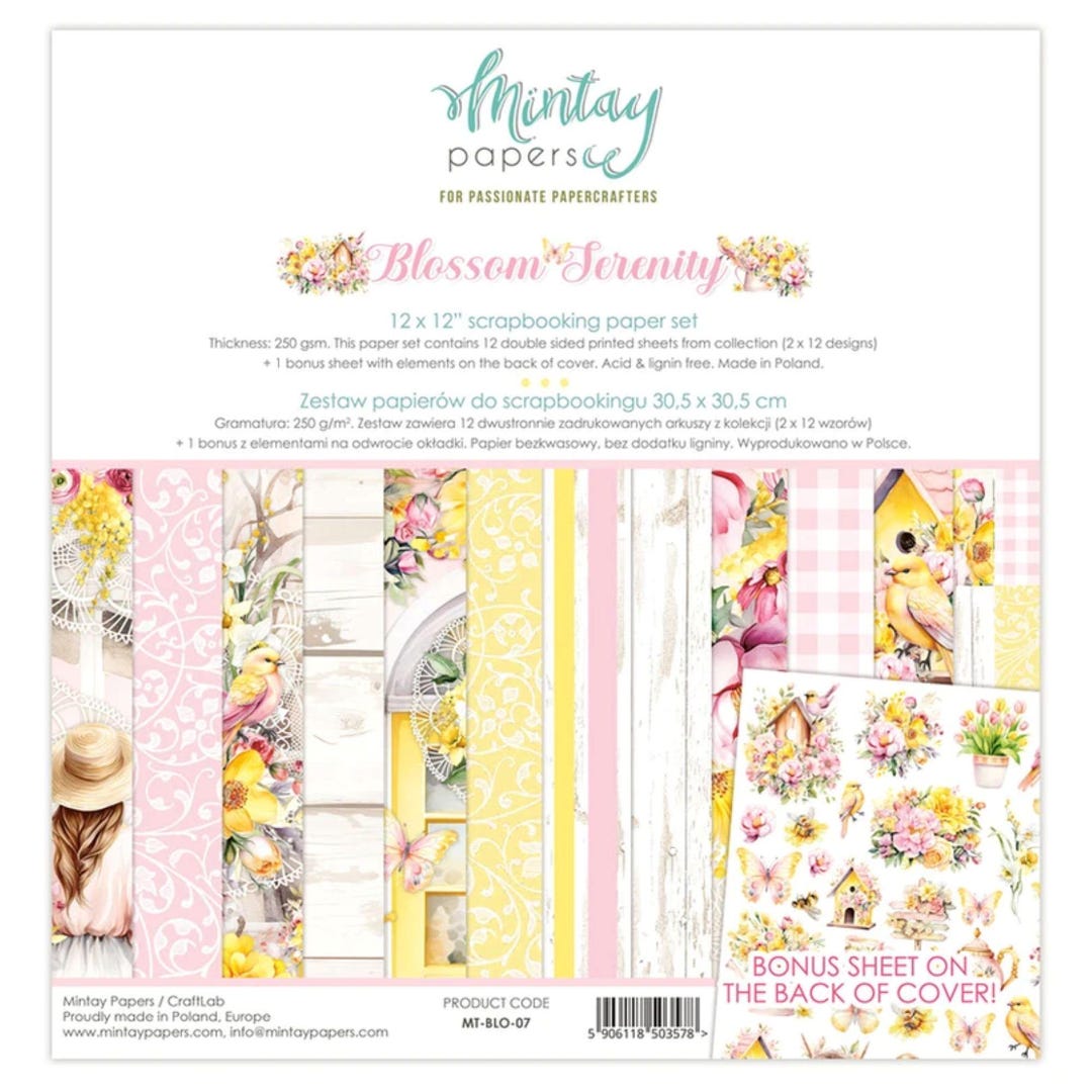 Mintay 12x12 Blossom Serenity Paper Pack - Double Sided Paper - 12x12 ...