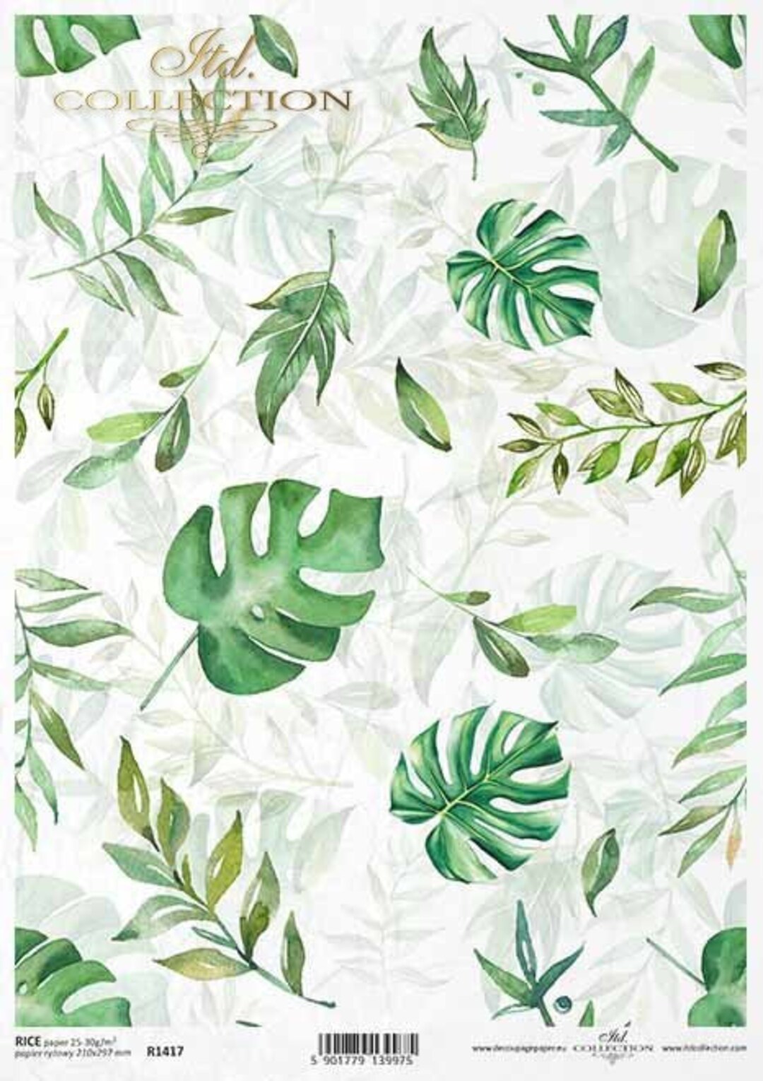 ITD Collection - Green Leaves Rice Paper - Leaves Rice Paper - A4 Rice ...