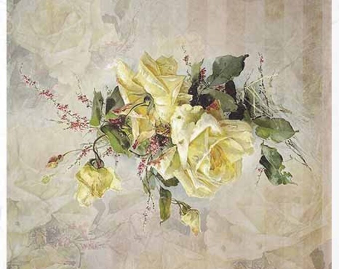 ITD Collection Vintage, Flowers, Yellow Rose Rice Paper - Yellow Rose ...
