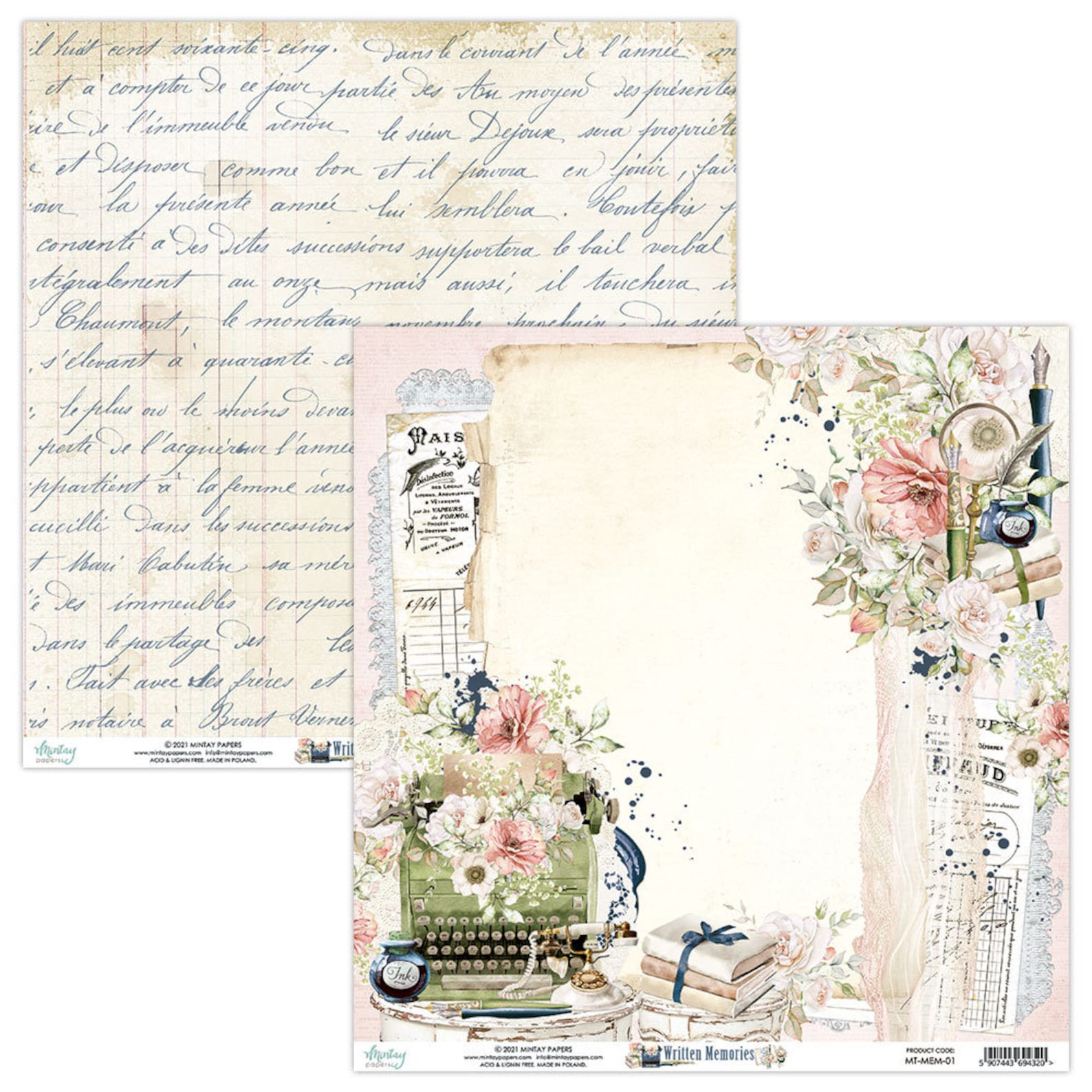 12x12 Written Memories Mintay Paper Pack Double Sided Paper - Etsy