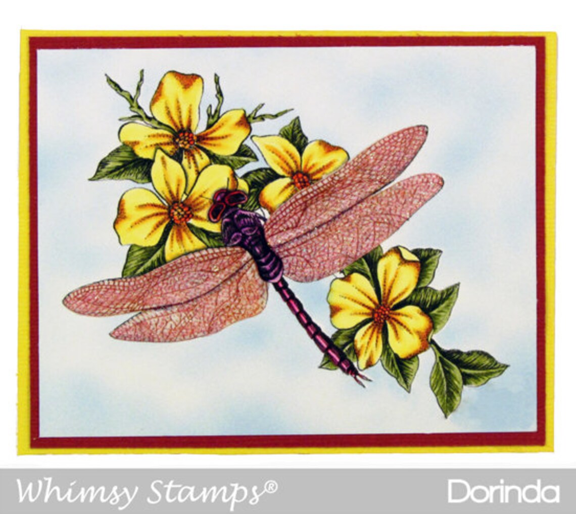 Whimsy Stamps Dragonfly Floral Rubber Cling Stamp Dragonfly | Etsy