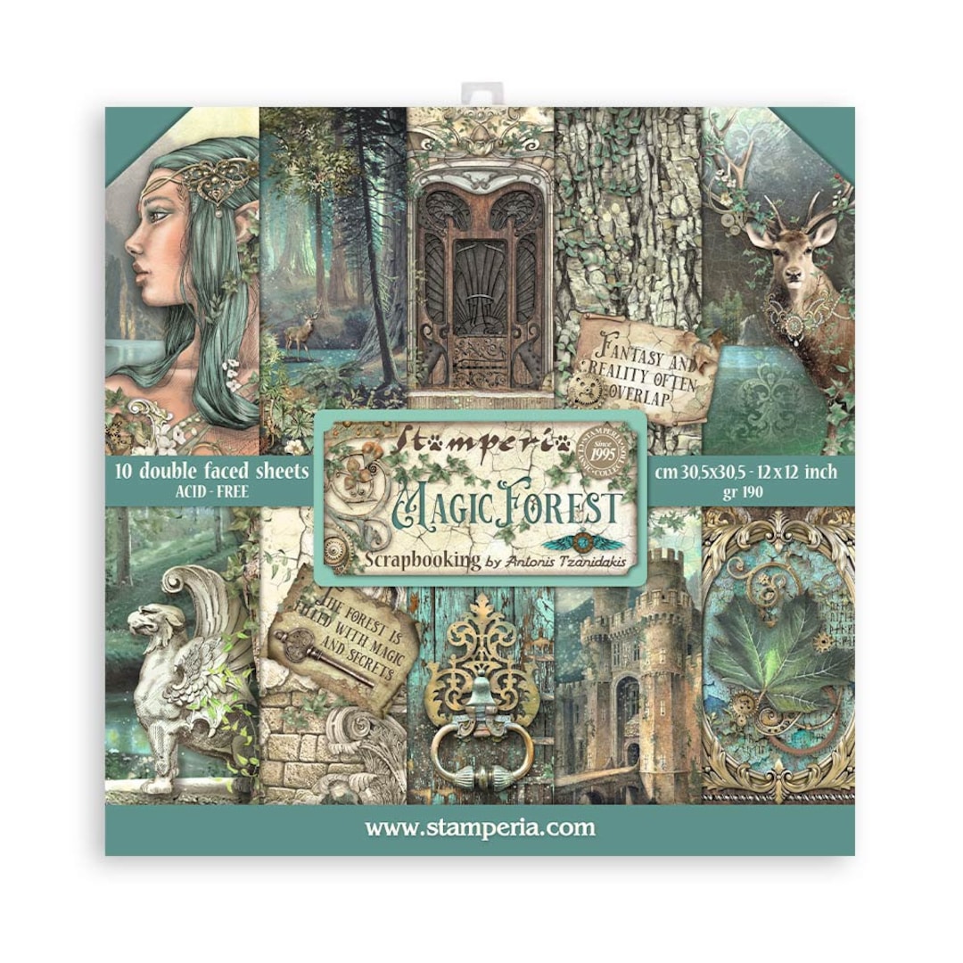 Stamperia 12x12 Magic Forest Cardstock - Double Sided Cardstock - 12x12 ...