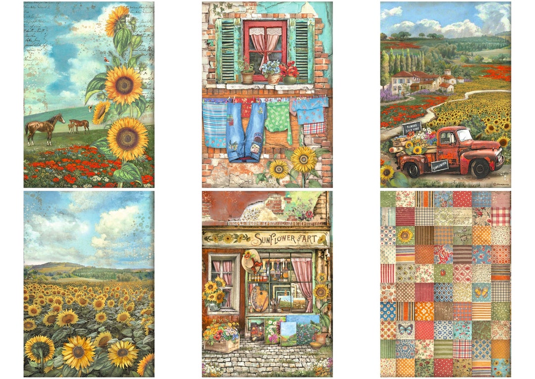 Stamperia A4 Sunflower Art Rice Paper - Decoupage Rice Paper ...