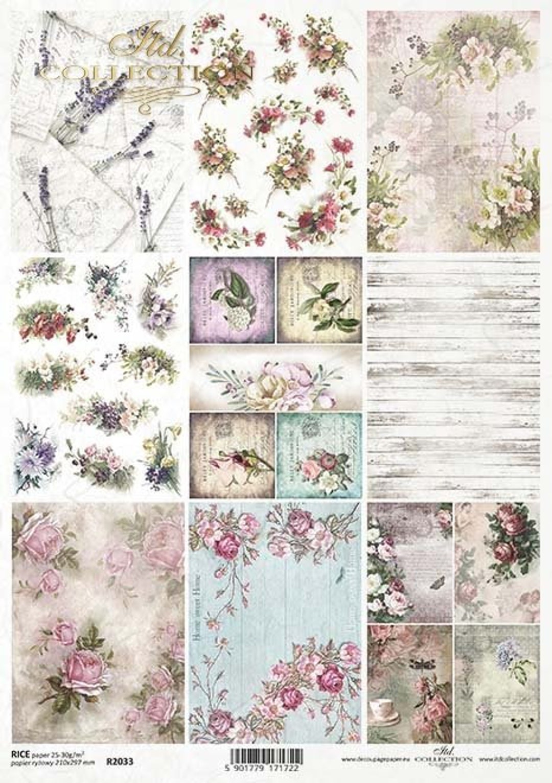 A4 Beautiful Flowers Collage Rice Paper - ITD Collections - Apple ...