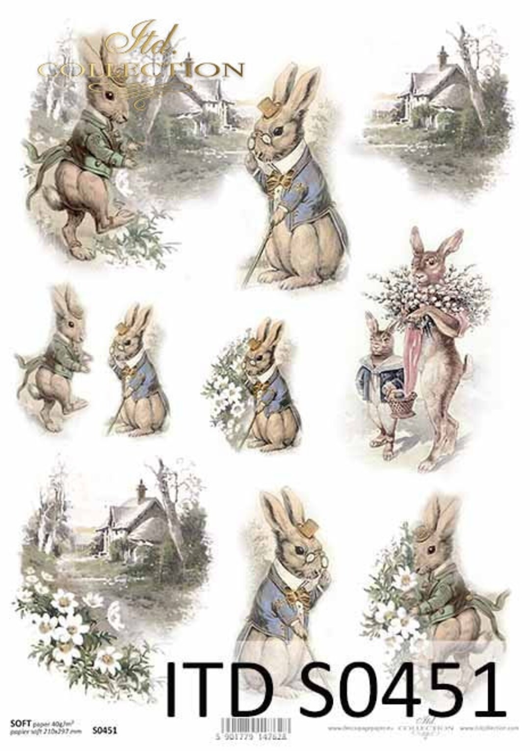 Easter, Bunny Decoupage Paper - SOFT Decoupage Paper - ITD Collection ...