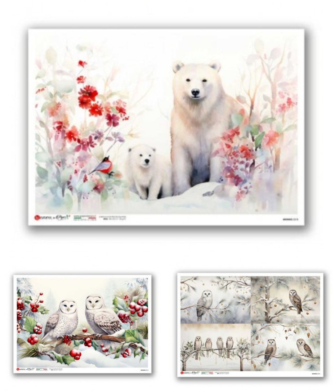 Paper Designs Rice Paper - Animals - Winter Rice Paper - Decoupage Rice ...
