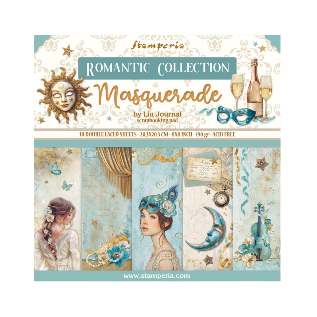 Stamperia 8x8 Masquerade Cardstock - Stamperia - Double Sided Cardstock - Masquerade Collection ...