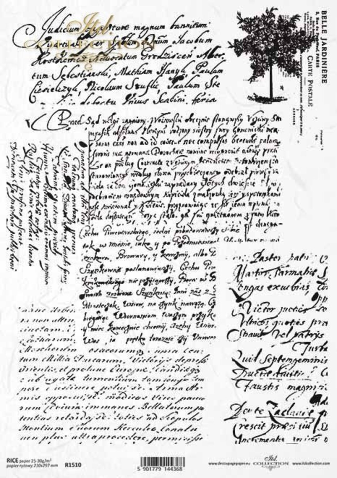 ITD Collection Old Letter Rice Paper - Black and White Rice Paper ...