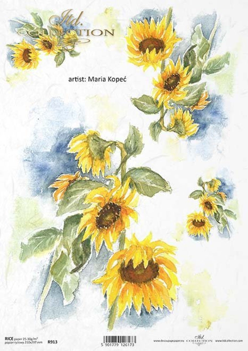 ITD Collection Sunflower Rice Paper - Flower Rice Paper - Sunflower ...
