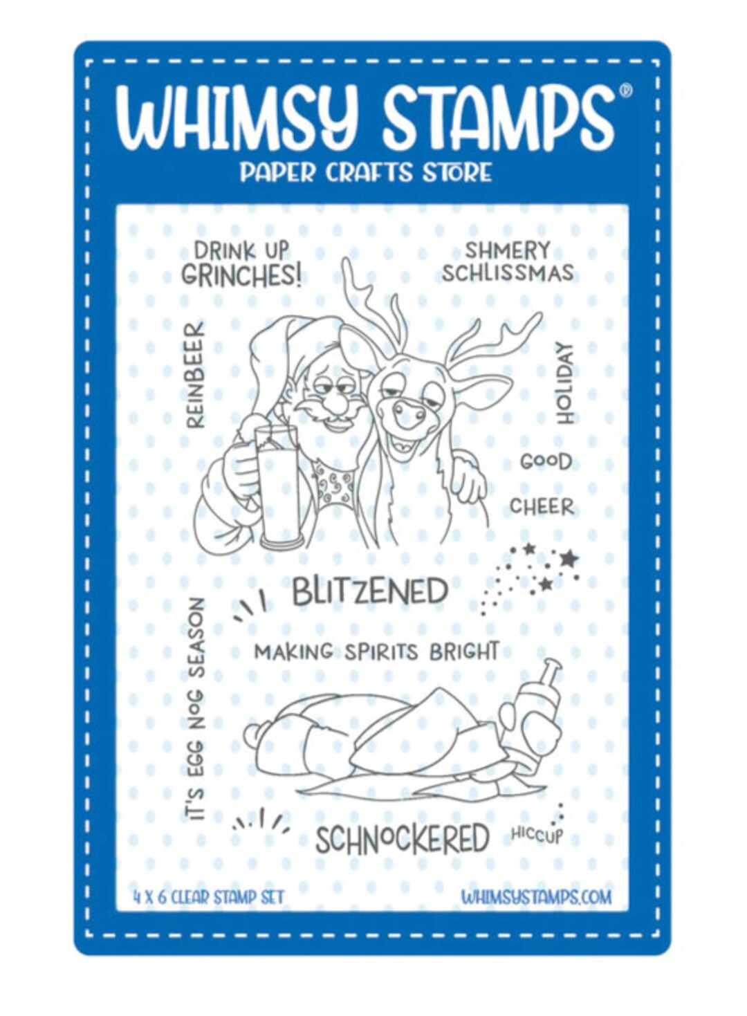 Whimsy Stamps Blitzened Clear Stamps - Clear Cling Stamps - Sentiment ...