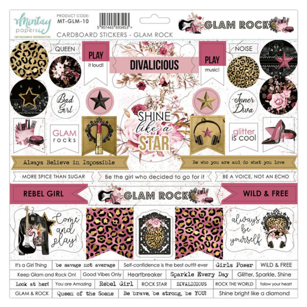 Mintay Glam Rock Stickers - Glam Rock Sticker Sheet - Cardboard ...