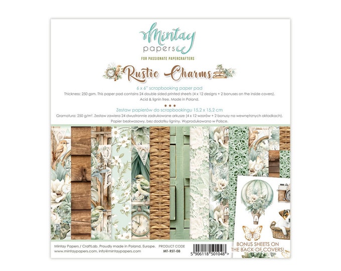Mintay 6x6 Rustic Charms Cardstock Double Sided Cardstock 6x6 Cardstock ...