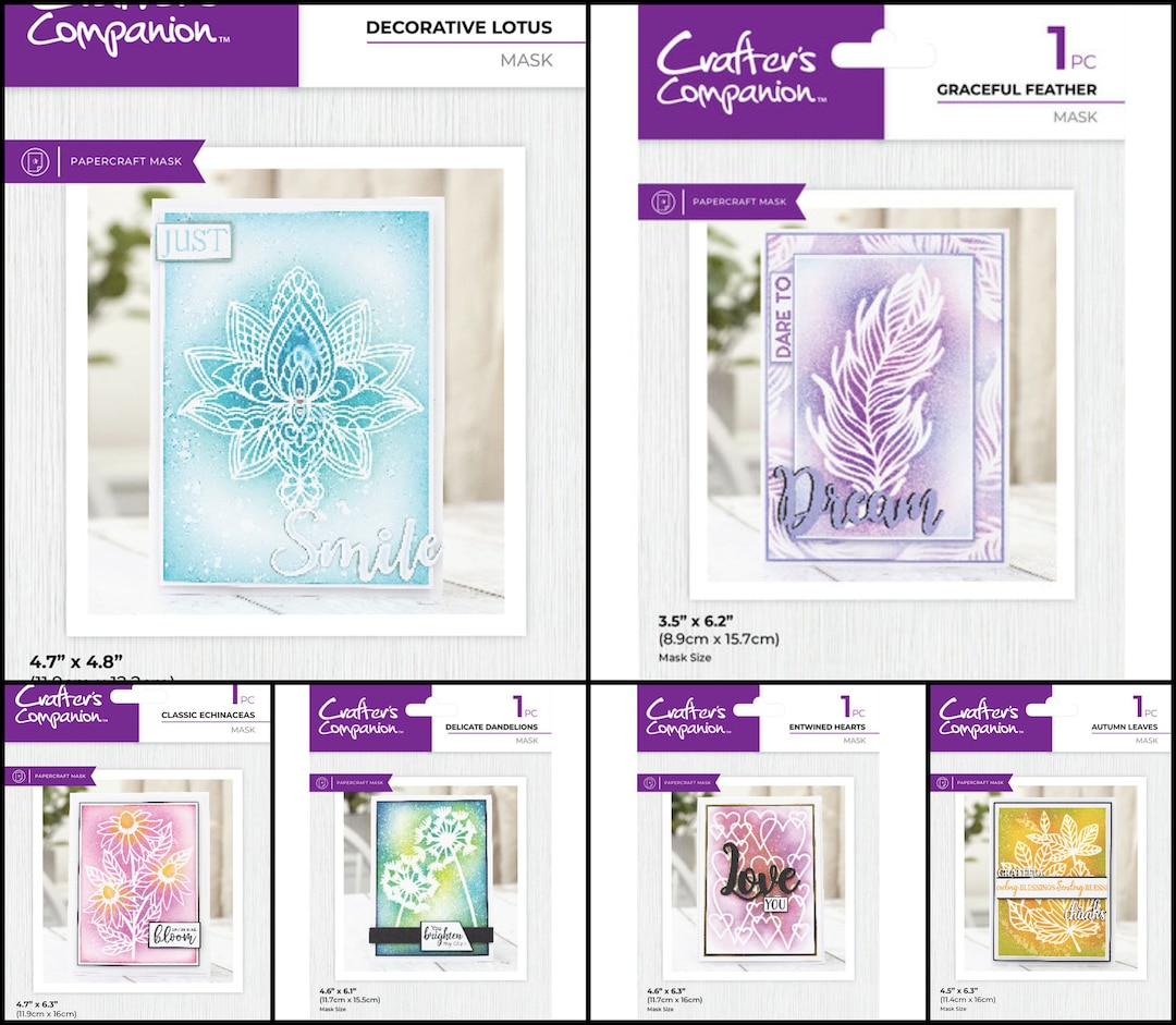 Crafter's Companion Masks - Dandelion Mask - Flower Mask - Feather Mask ...