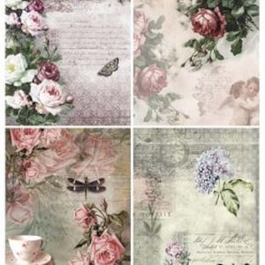 ITD Collection Rice Paper in Retro Style, Fauna and Flora Rice Paper ...