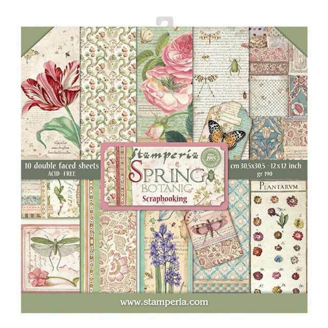 Stamperia 12x12 Spring Botanic Cardstock - Double Sided Cardstock ...