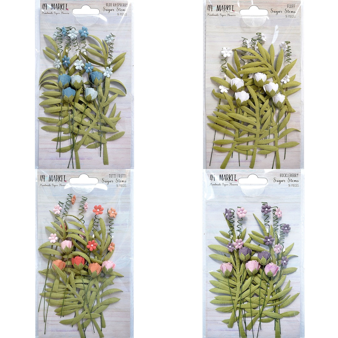 49 and Market Sugar Stems - 49 & Market - Scrapbook Flowers - Colored ...